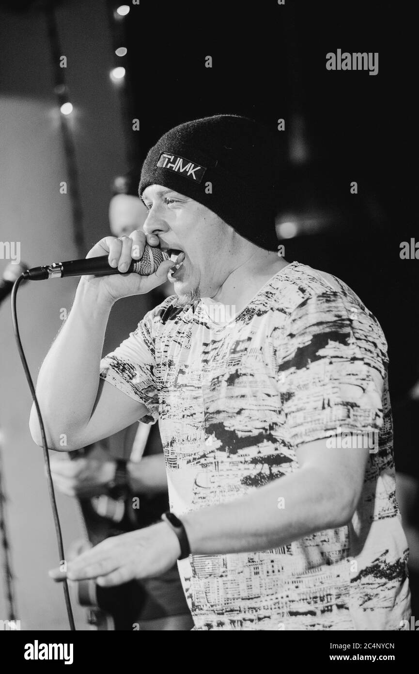 KHARKIV, UKRAINE - APRIL 11, 2019: Fozzy, singer of rap group TNMK ...