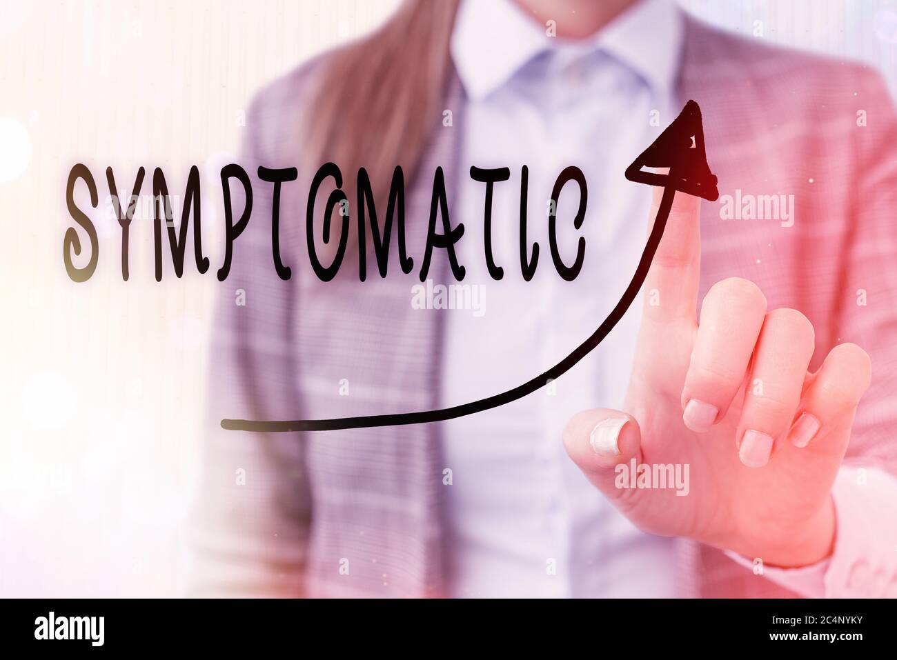 Conceptual hand writing showing Symptomatic. Concept meaning serving as ...