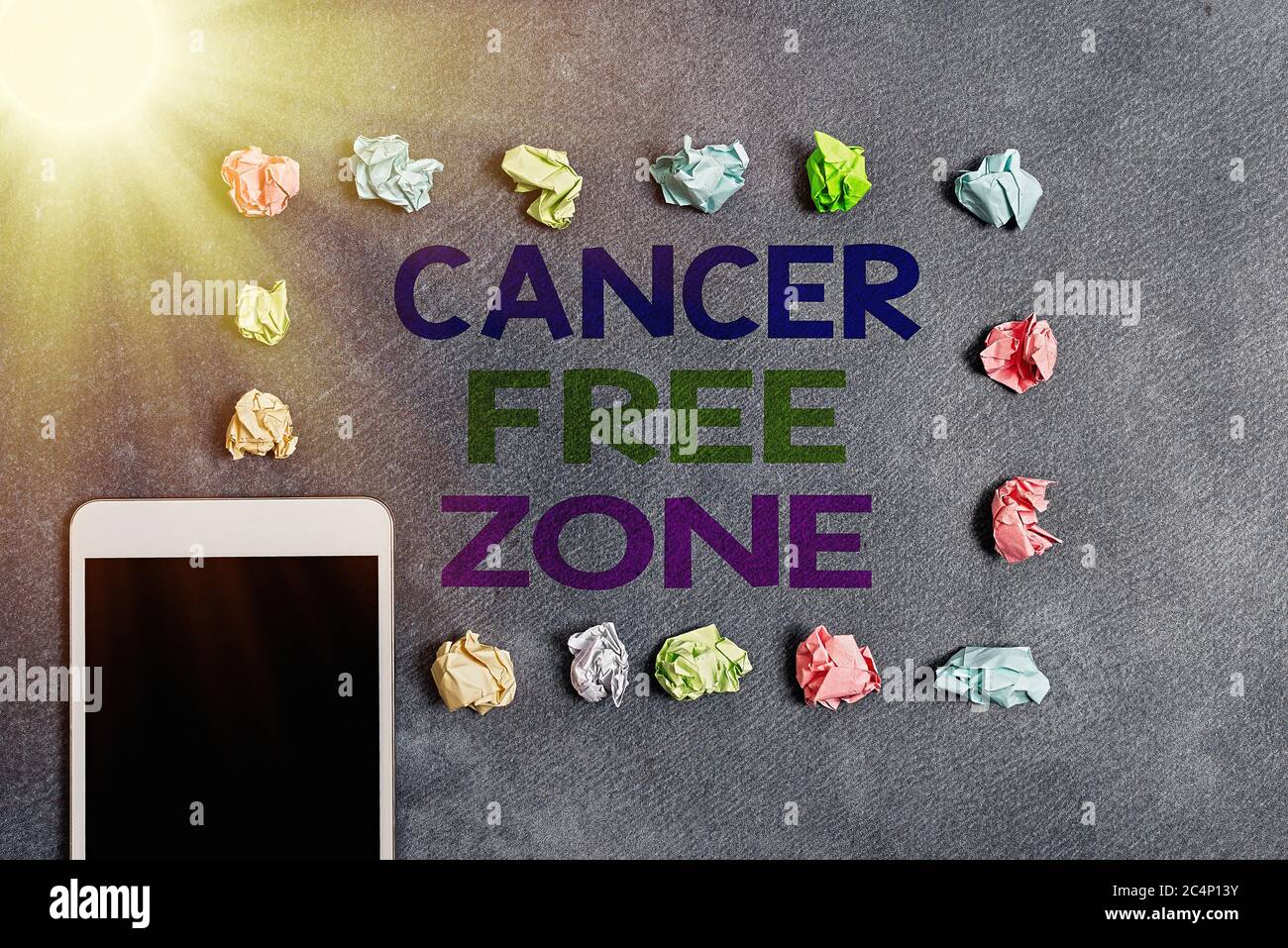 Writing note showing Cancer Free Zone. Business concept for supporting ...