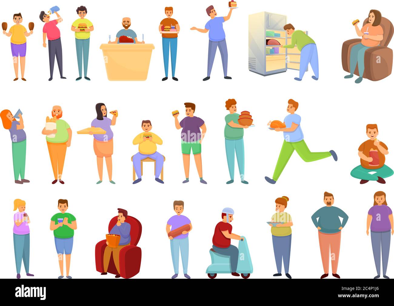 Gluttony icons set. Cartoon set of gluttony vector icons for web design ...