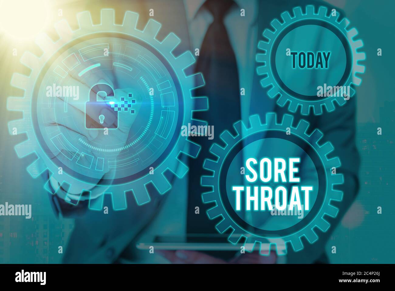 Writing note showing Sore Throat. Business concept for Inflammation ot ...