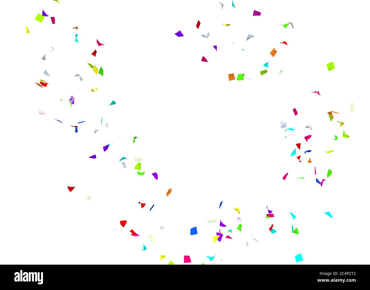 Multi-colored confetti flying in a circle. Isolated white background ...