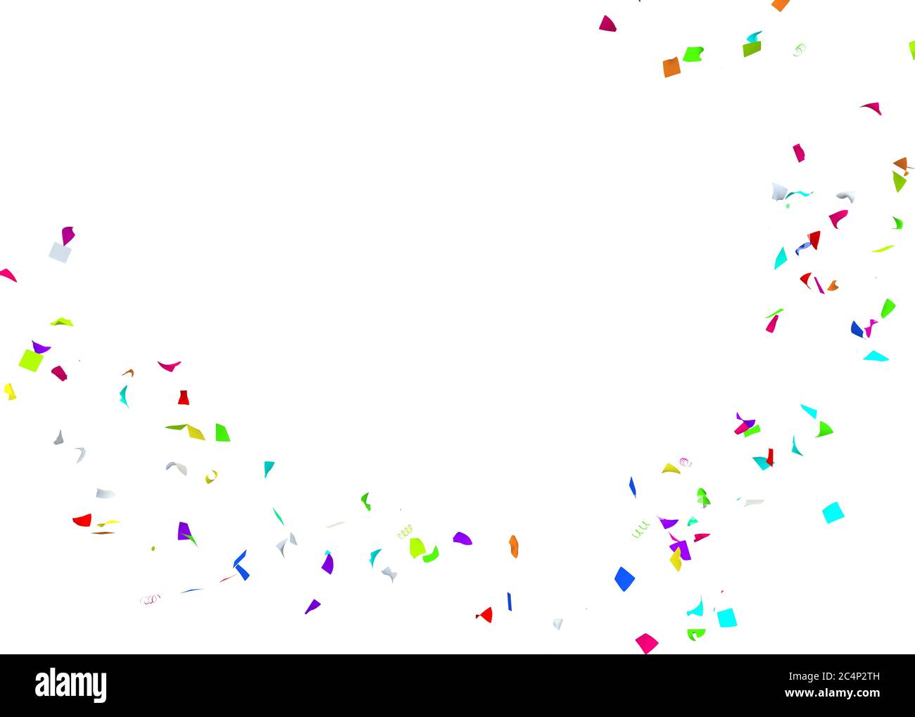 Multi-colored confetti flying in a circle. Isolated white background ...