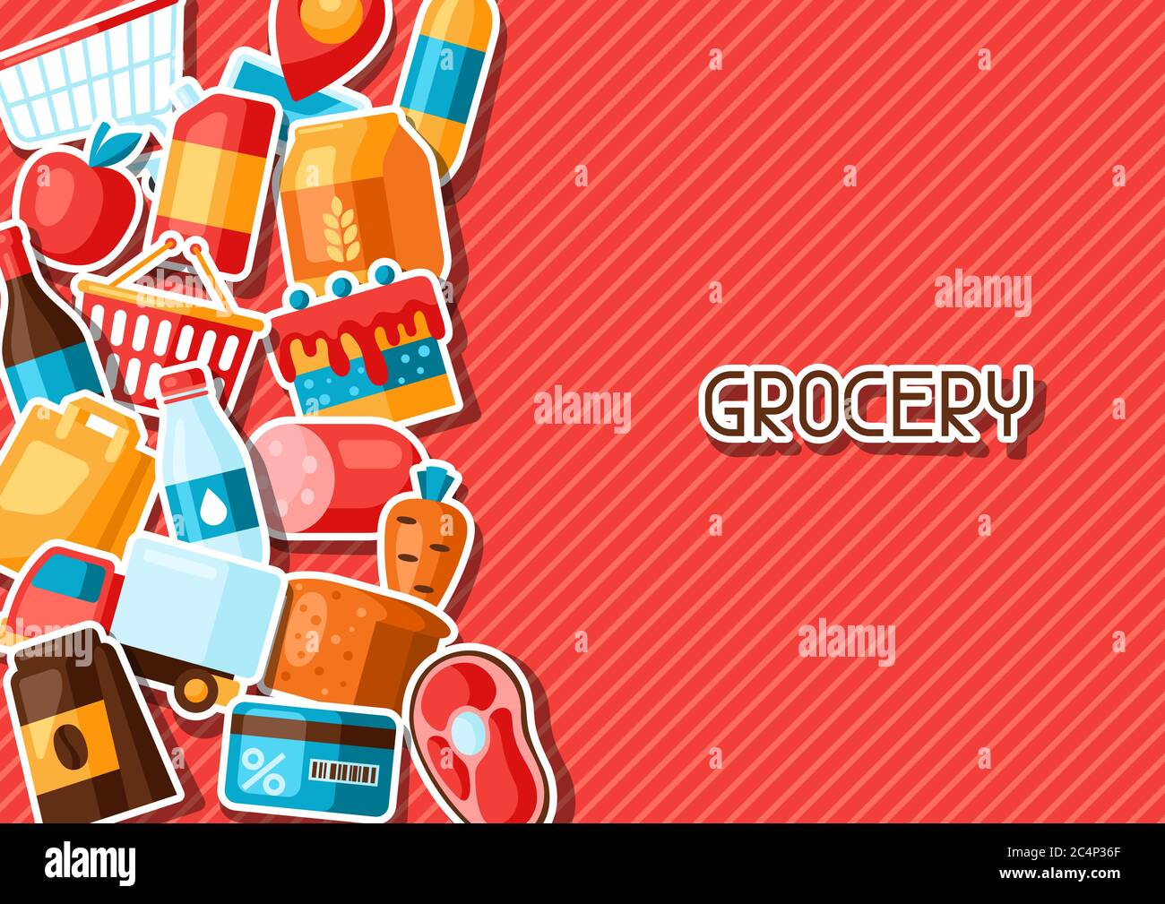 Supermarket background with food stickers Stock Vector Image & Art - Alamy