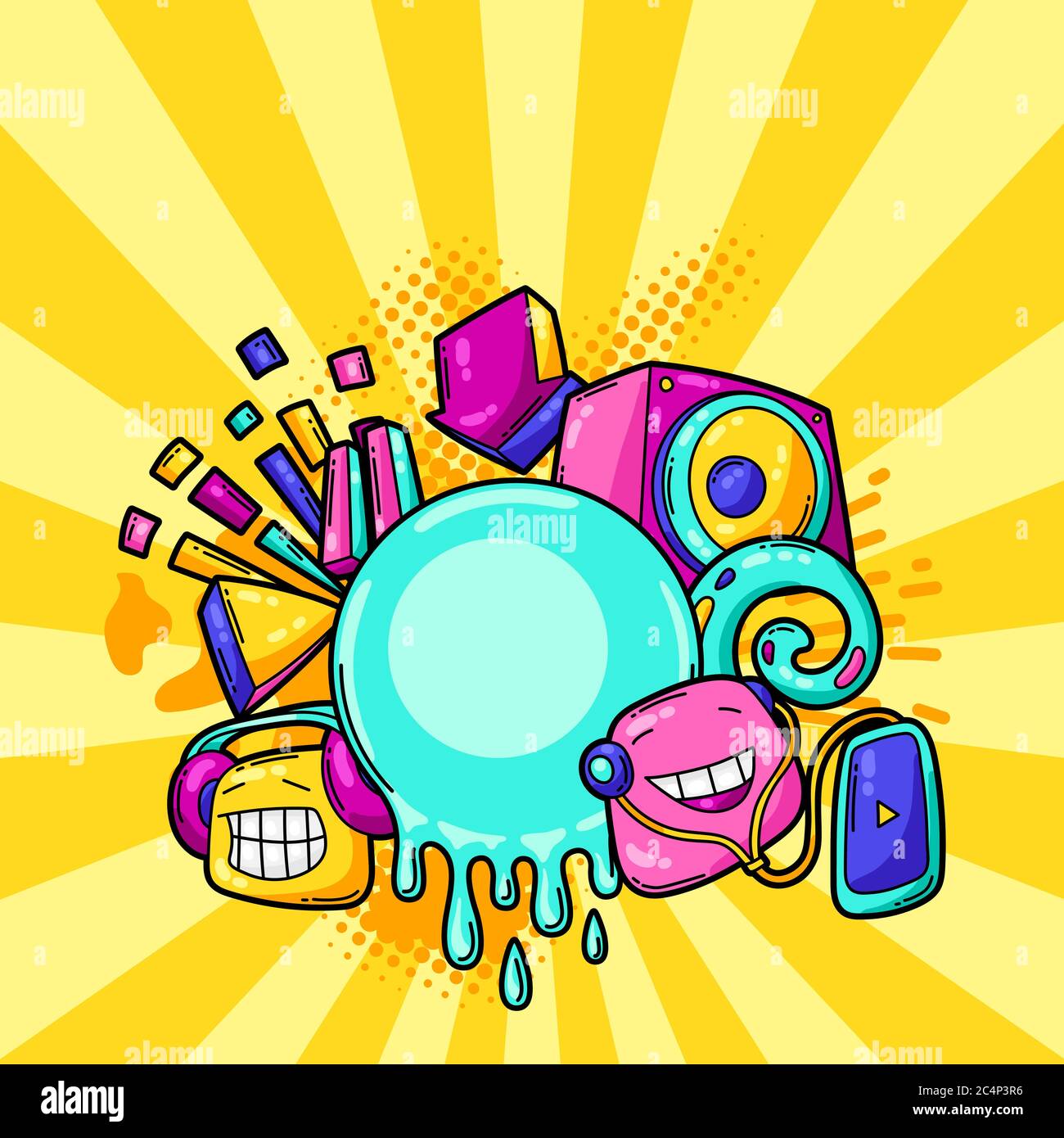Background with cartoon musical items Stock Vector Image & Art - Alamy