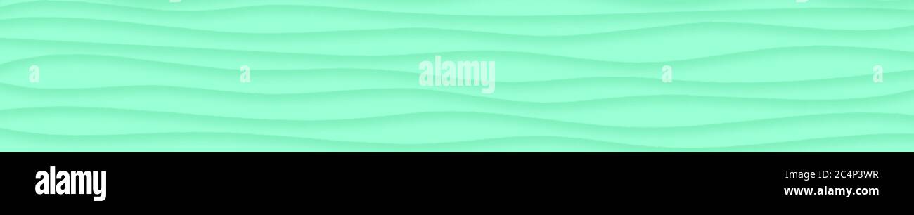 Abstract horizontal banner of wavy lines with shadows in turquoise ...