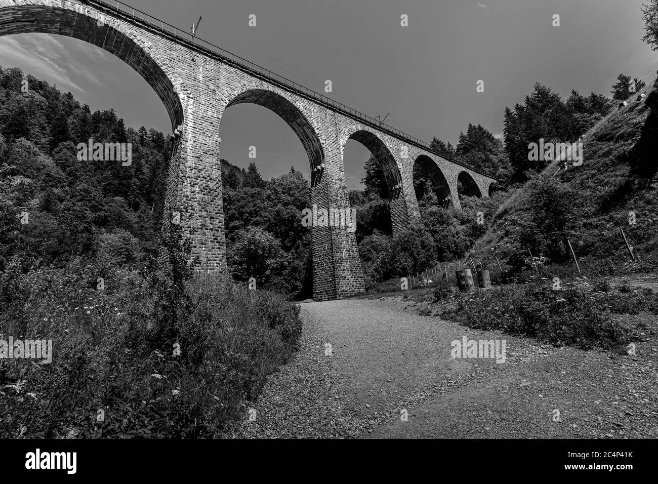 Spectacular view of the old railway bridge at the Ravenna gorge viaduct ...