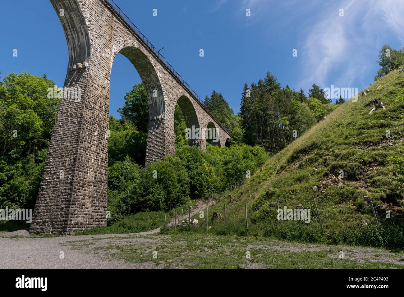 Spectacular view of the old railway bridge at the Ravenna gorge viaduct ...