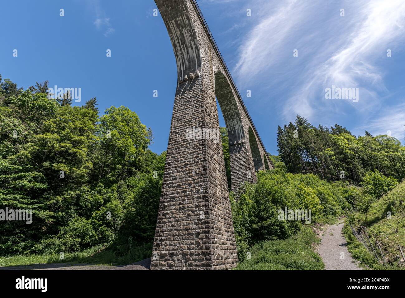 Spectacular view of the old railway bridge at the Ravenna gorge viaduct ...