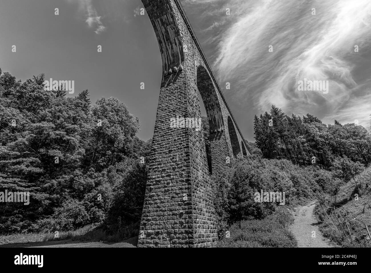 Spectacular view of the old railway bridge at the Ravenna gorge viaduct ...