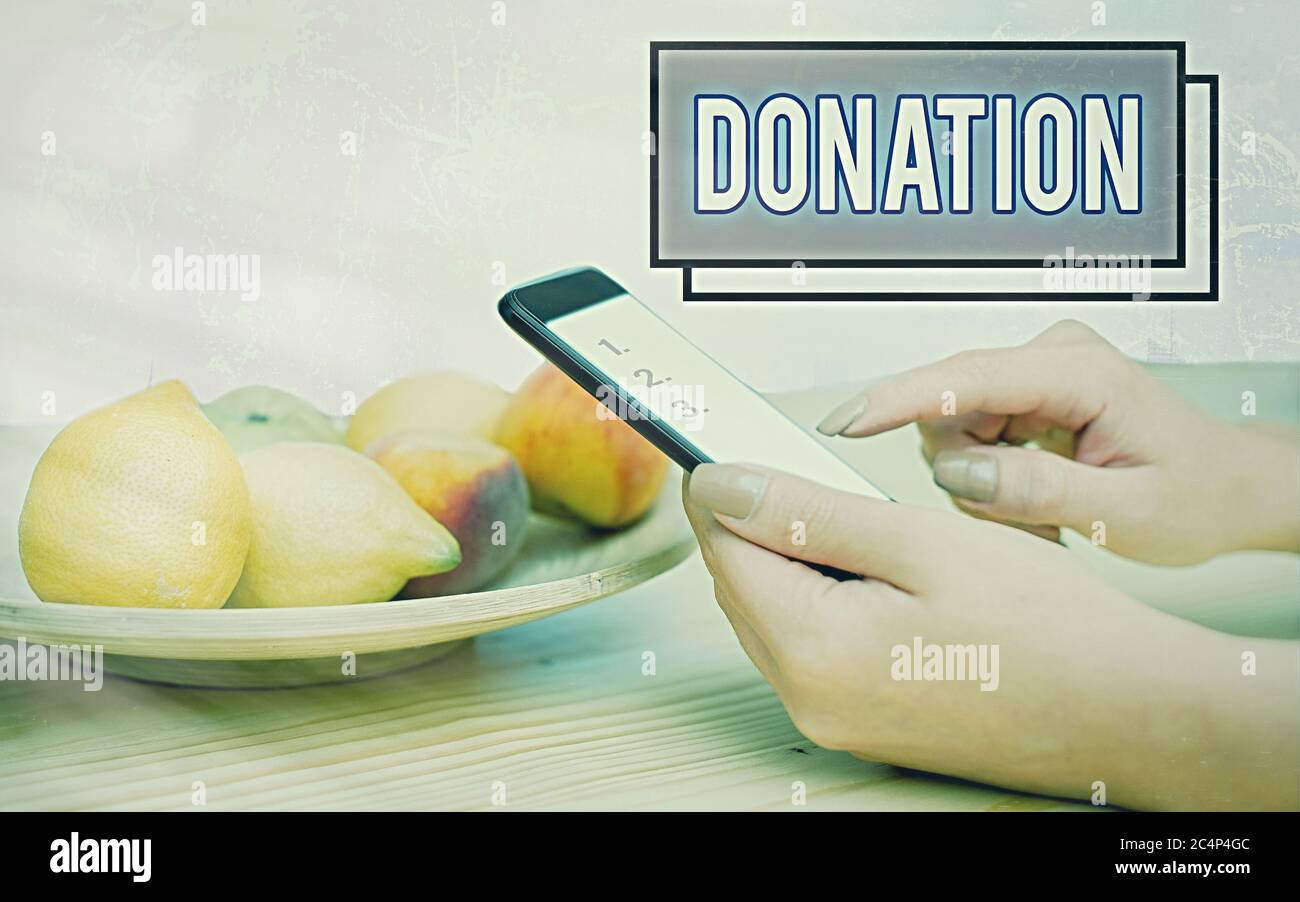 Conceptual hand writing showing Donation. Concept meaning something ...