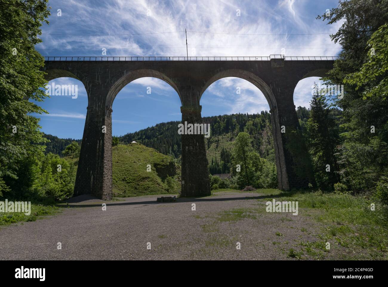 Spectacular view of the old railway bridge at the Ravenna gorge viaduct ...