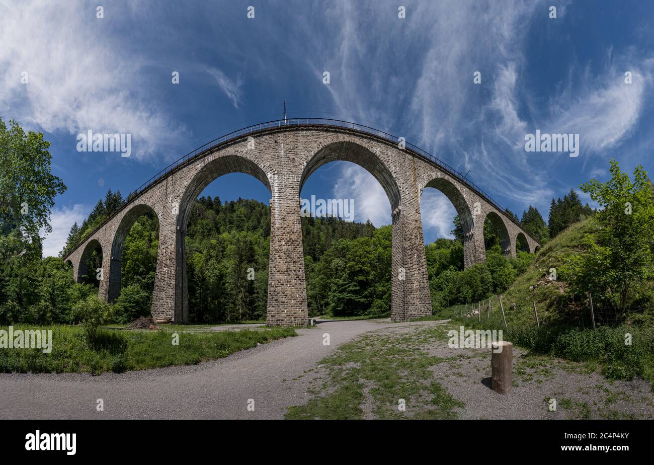 Spectacular panoramic view of the old railway bridge at the Ravenna ...