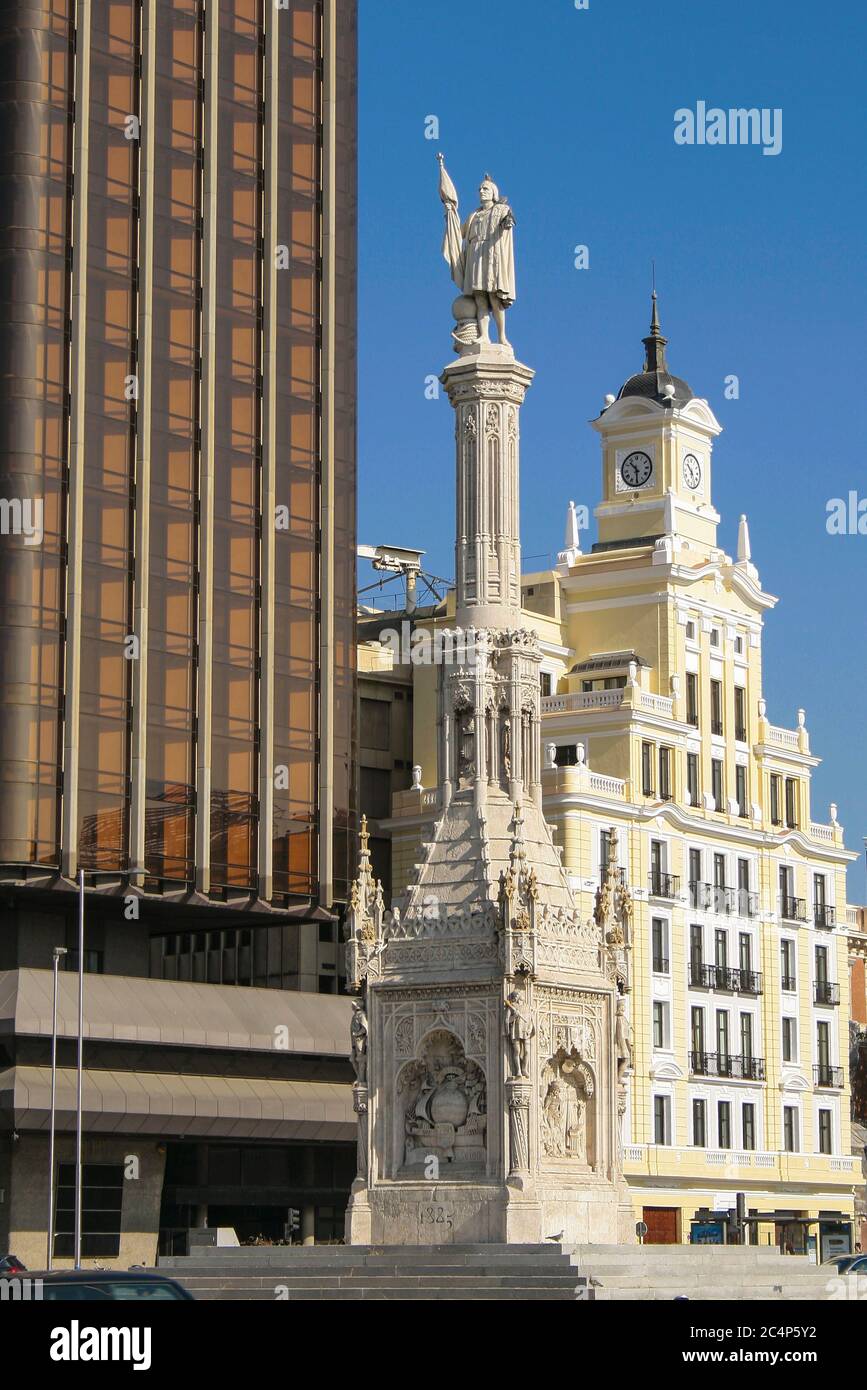 Madrid, Comunidad de Madrid, Spain, Europe.. Plaza de Colon. Monument ...