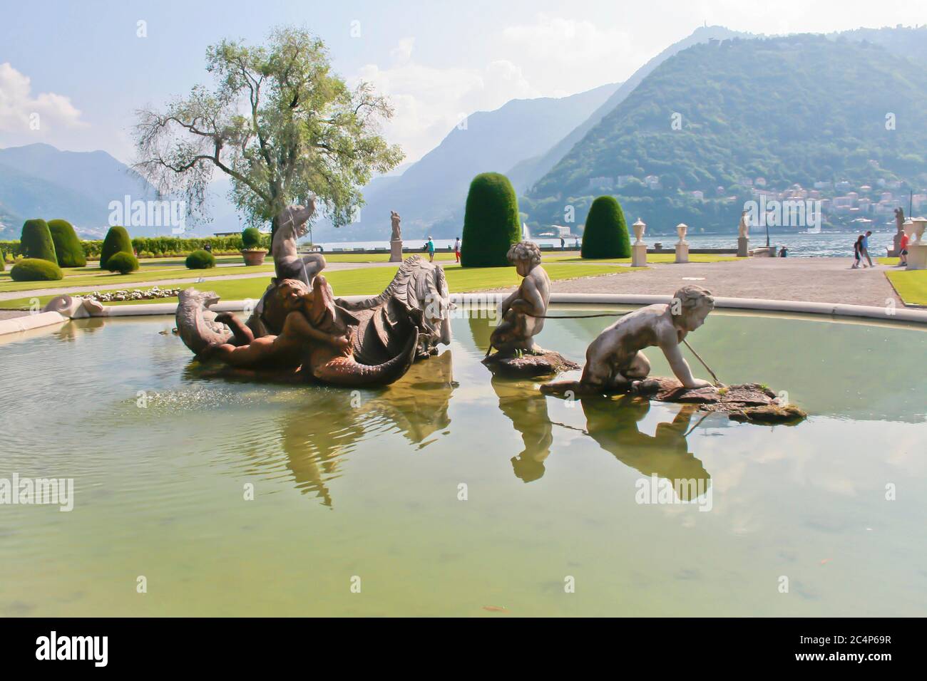 Como, Lombardy, Italy. Monumental fountain located in front of Villa ...