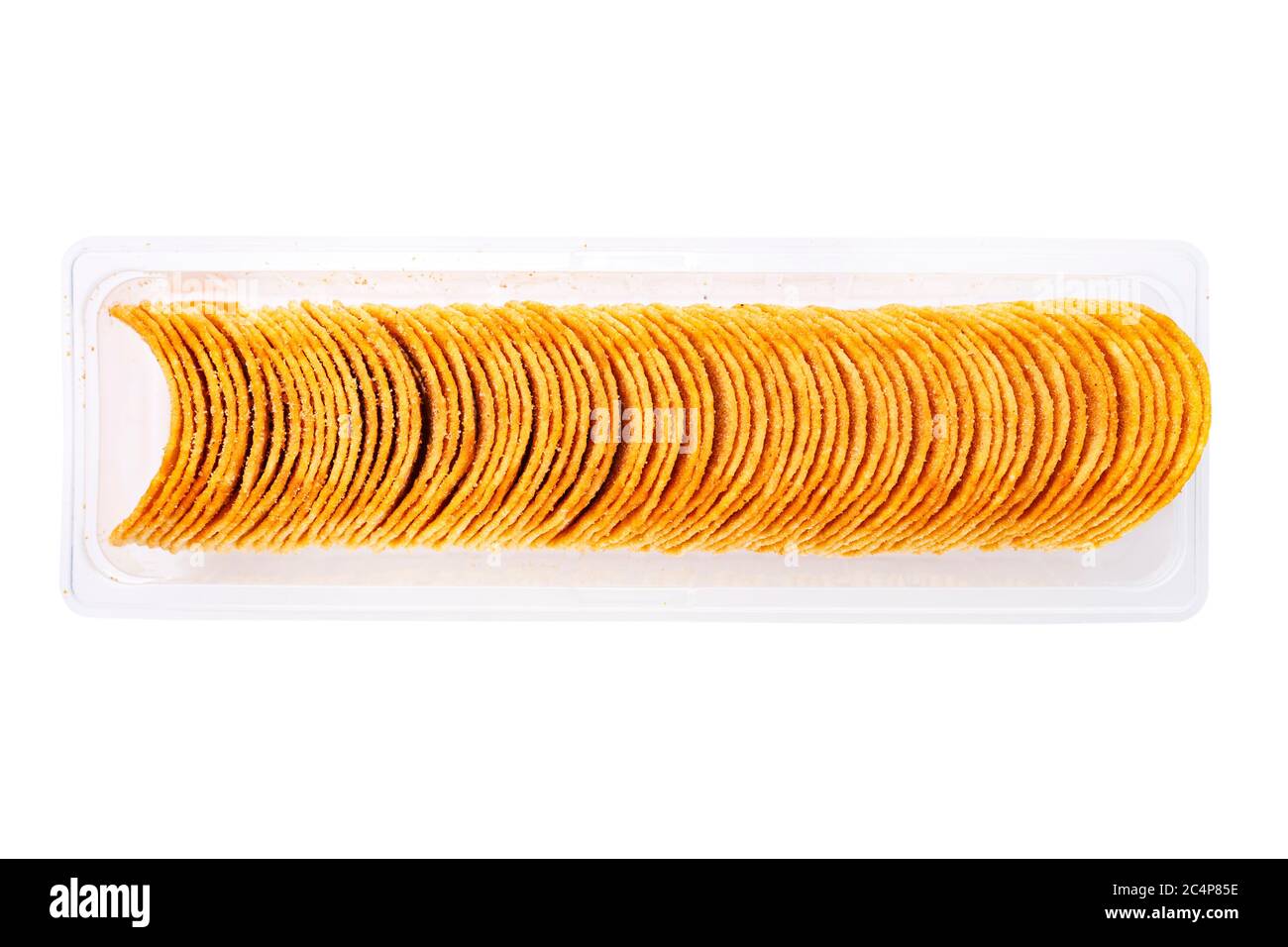 potato chips in a plastic box. isolated on a white background. file ...
