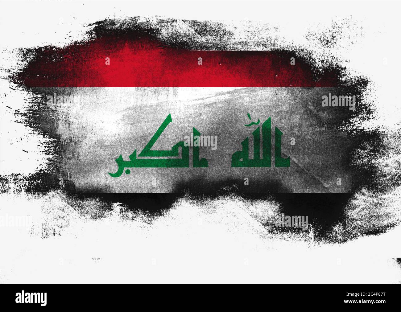 Iraq flag painted with brush on white background, 3D rendering Stock ...