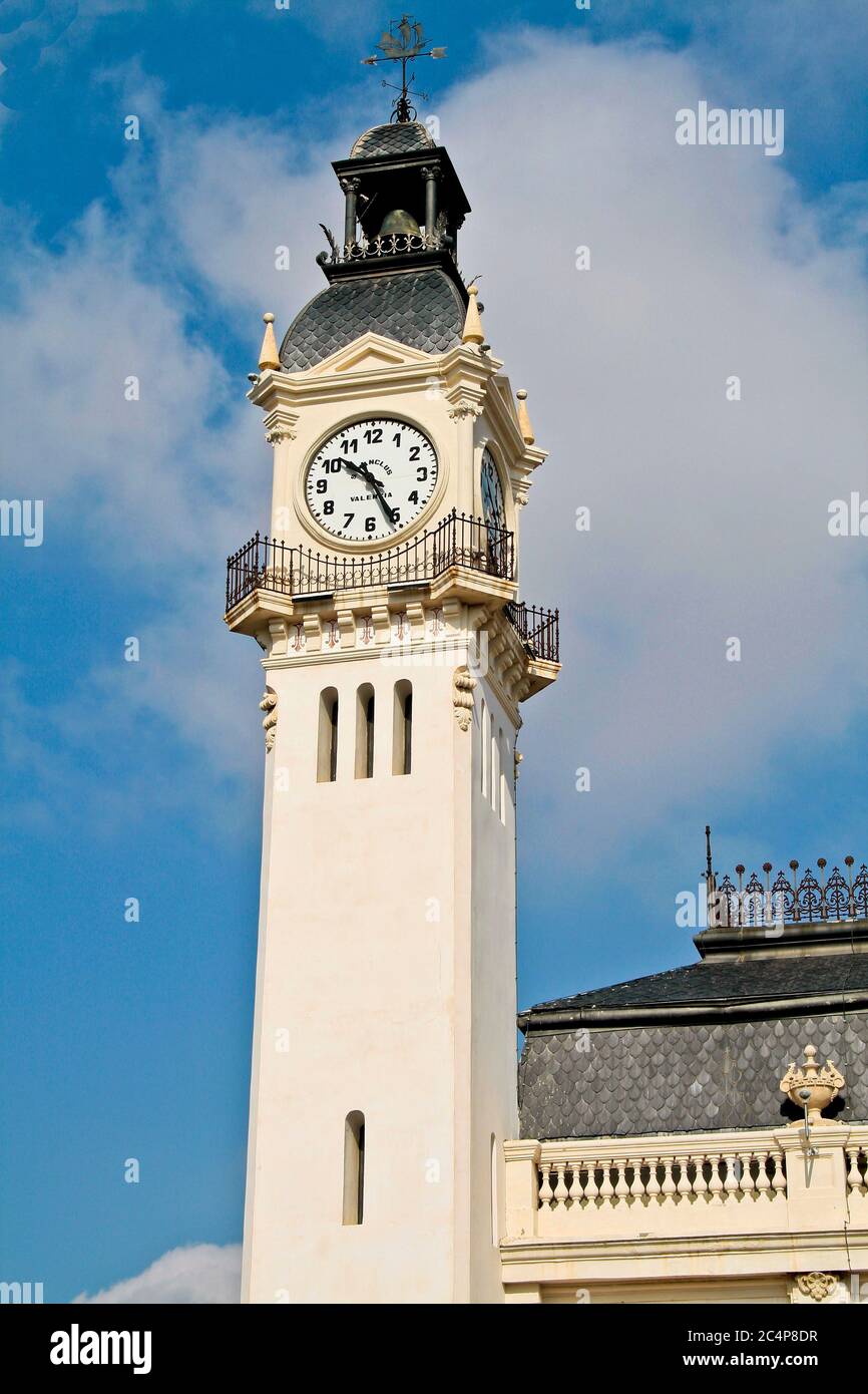 València, Comunidad Valenciana, Spain. Port Authority Building.Th clock ...