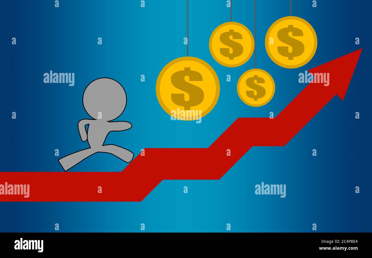 Human figure running top of graph, 3D rendering Stock Photo - Alamy
