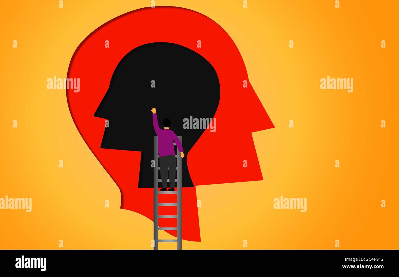 Find the inner yourself with human head, 3D rendering Stock Photo - Alamy