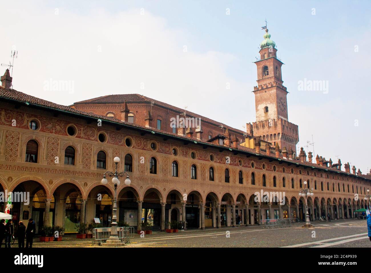 Vigevano, Pavia, Lombardy, Northern Italy. Piazza Ducale with the ...
