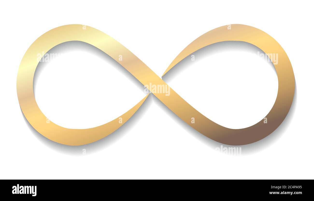 Gold Infinity symbol with shadow isolated on a white background. vector illustration Stock ...