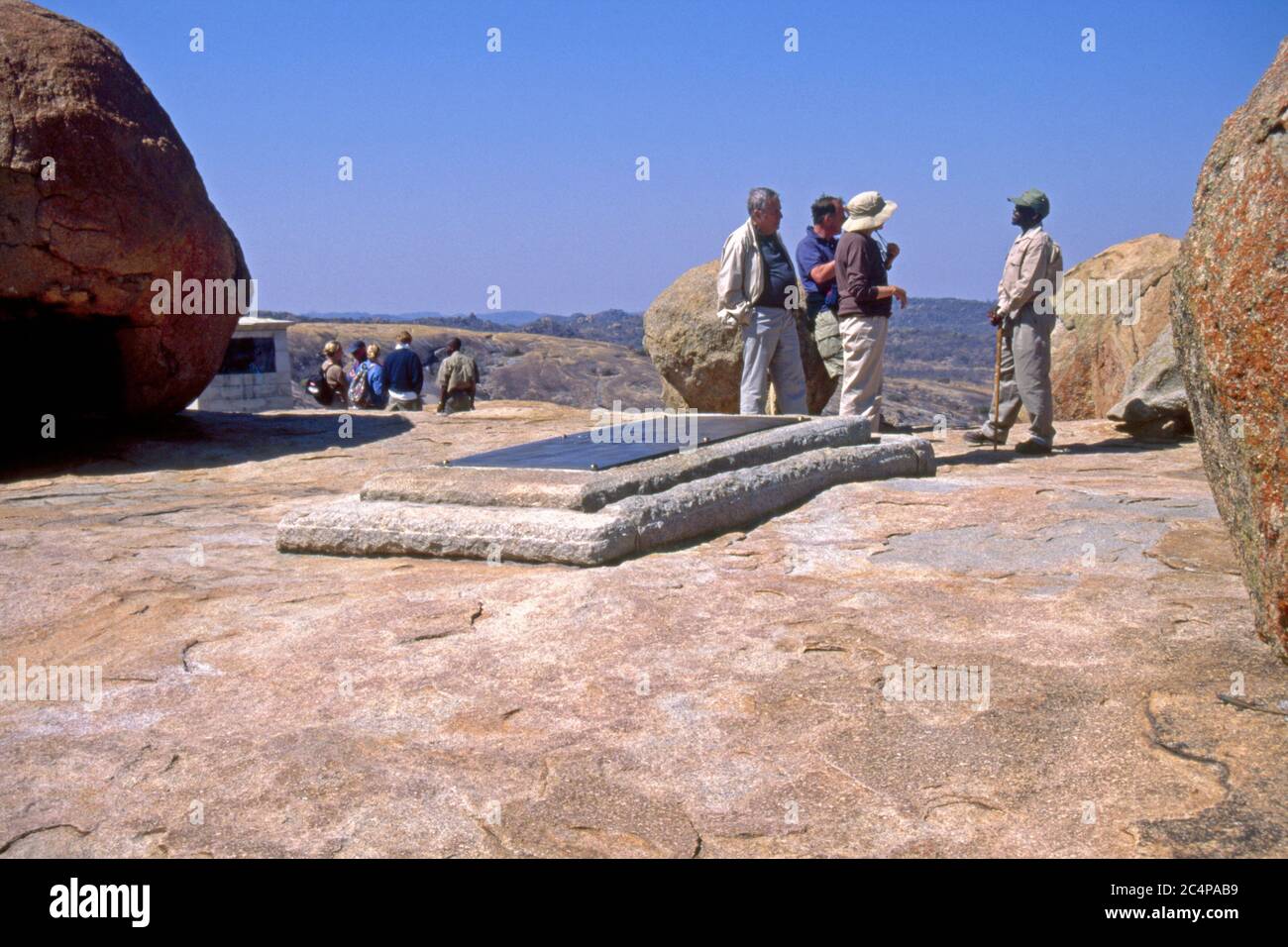 Tourists at the grave of Cecil John Rhodes at World's View, Matobo ...