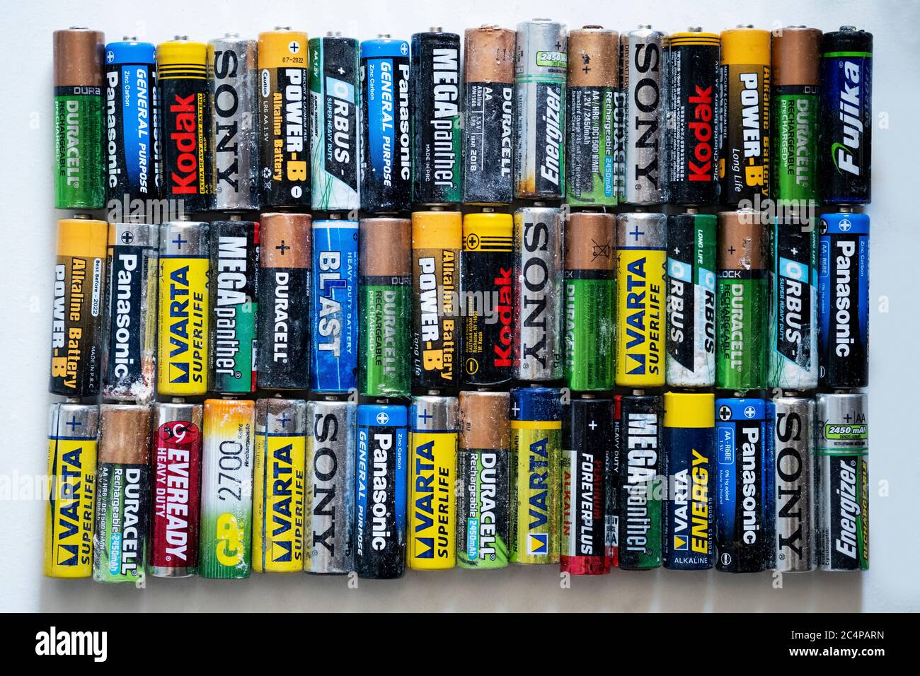 Izmir, Turkey - May 25, 2020: Stack of various trash batteries ordered ...