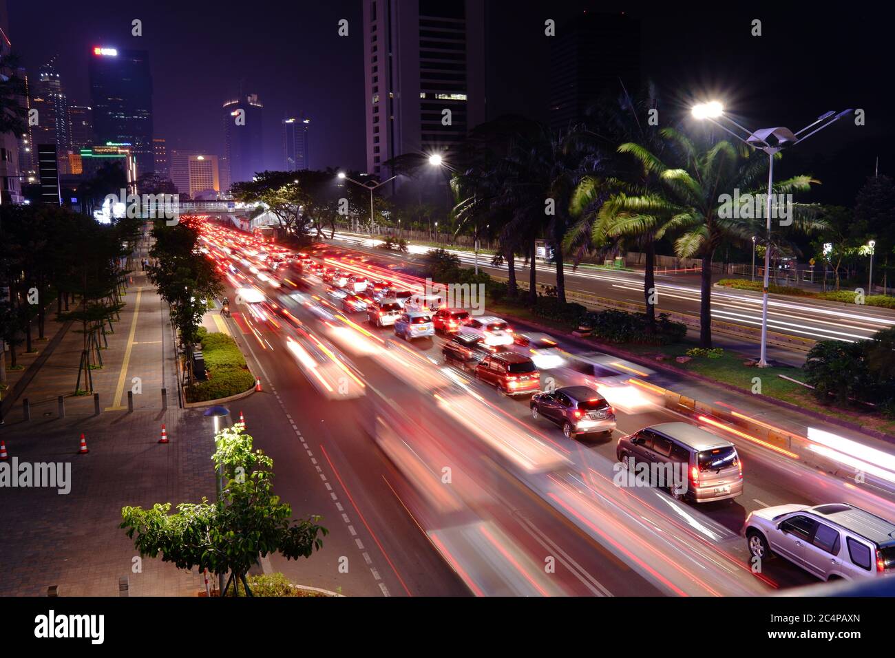 A night photograph of Jakarta's traffic Stock Photo - Alamy