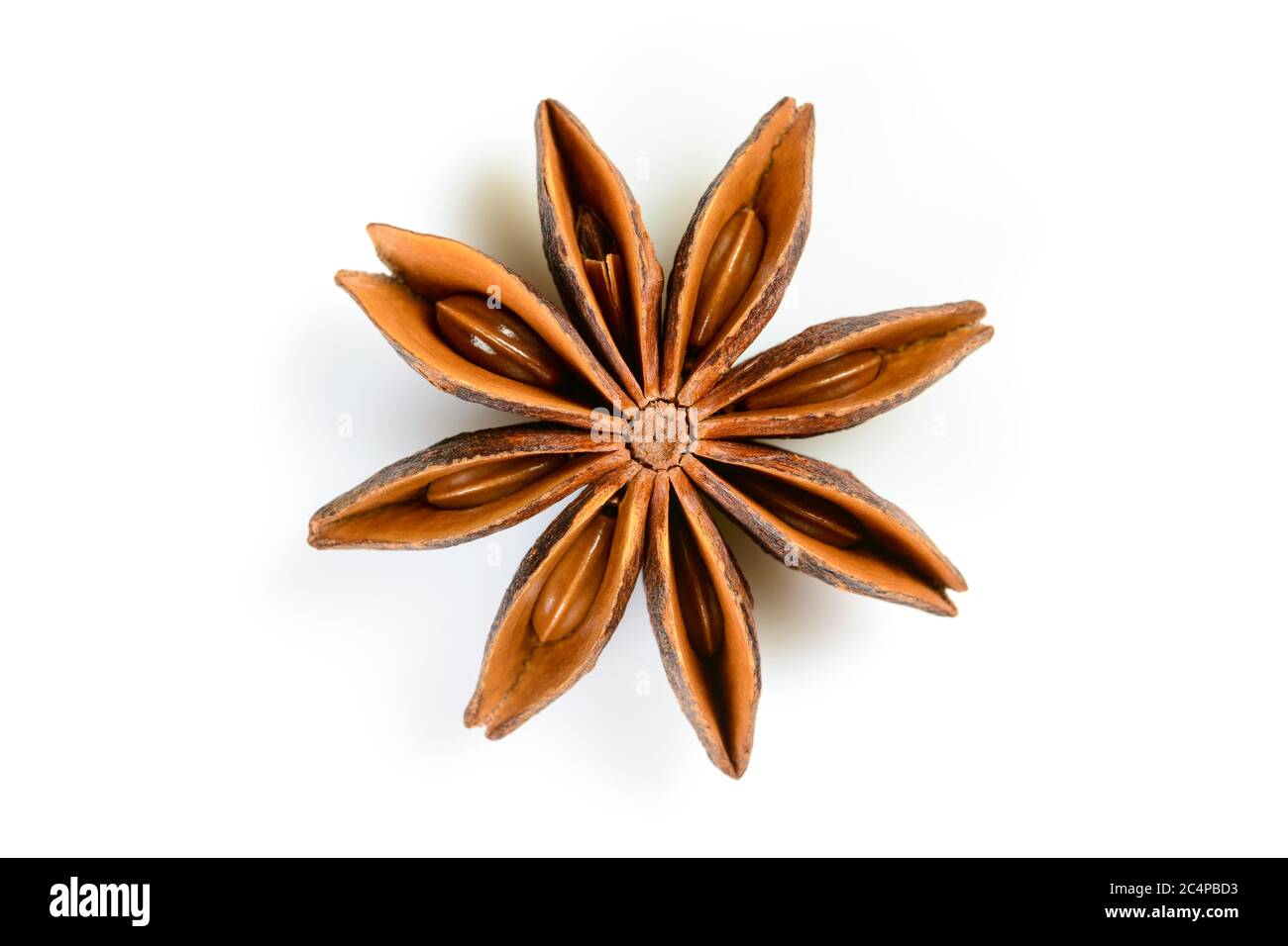 Star anise. Single star anise fruit Macro close-up Isolated on white ...