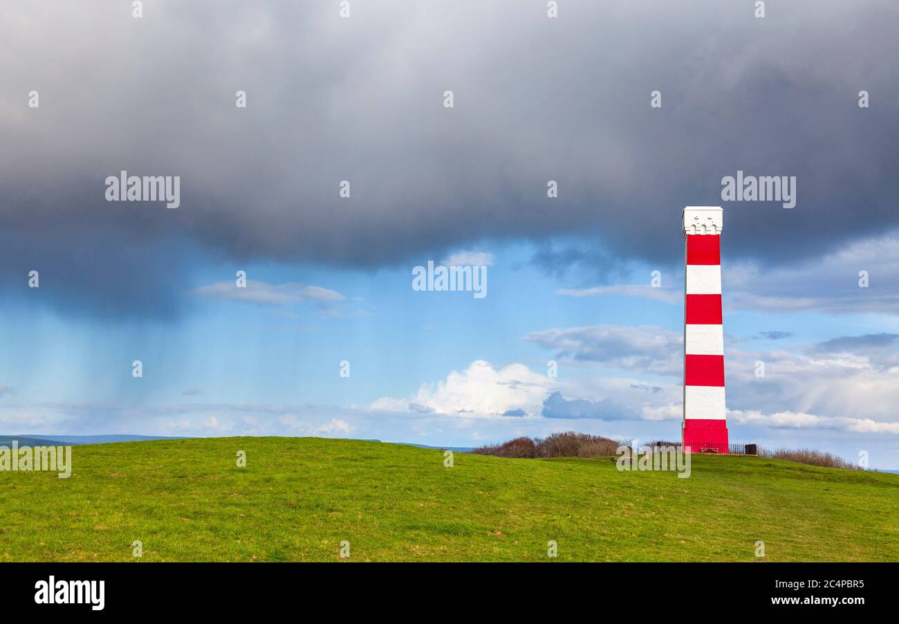 The Gribbin Daymark Tower at Gribbin Head on the South West Coast path ...