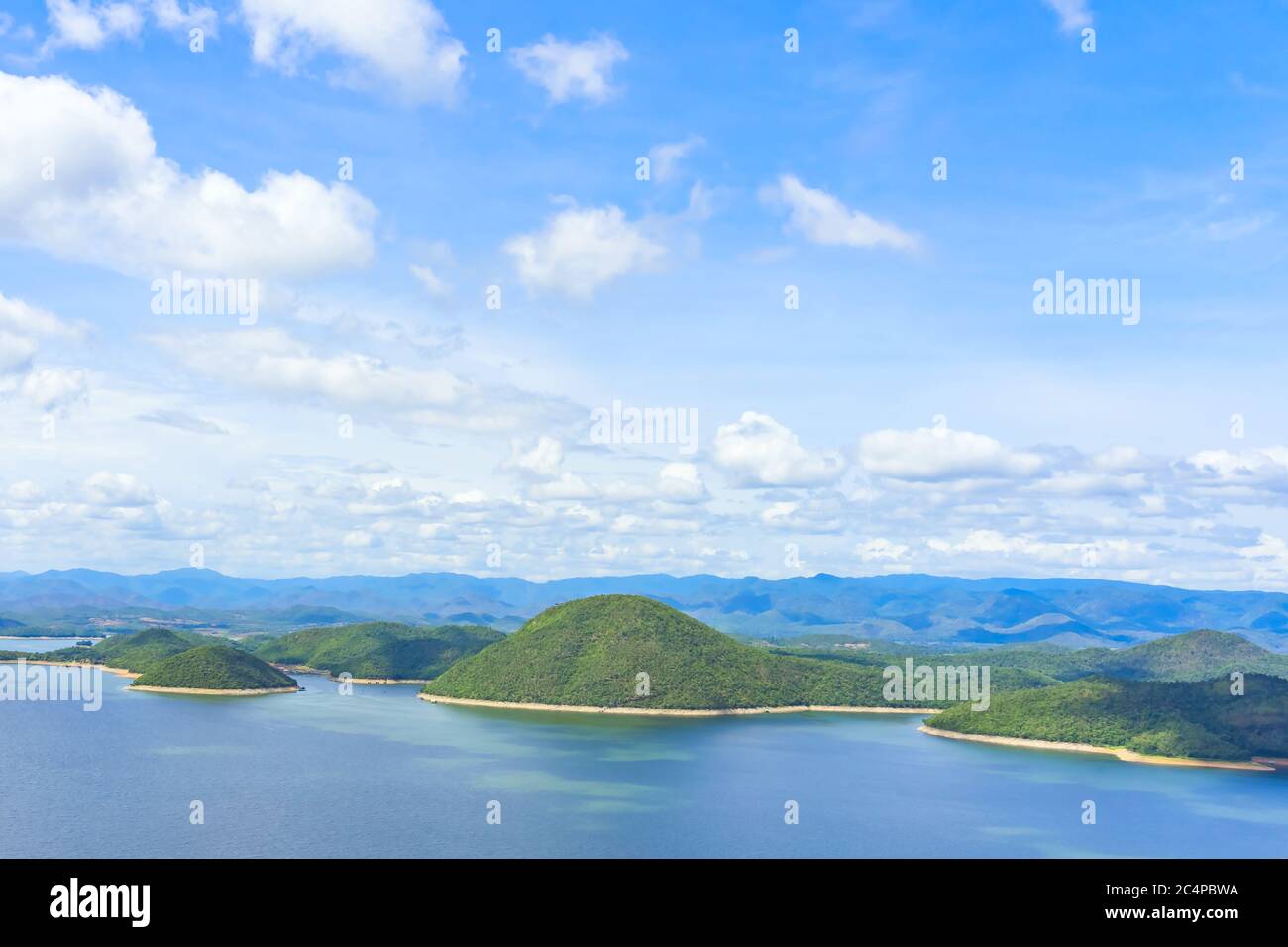 Beautiful scenery views of nature with a large reservoir above the ...