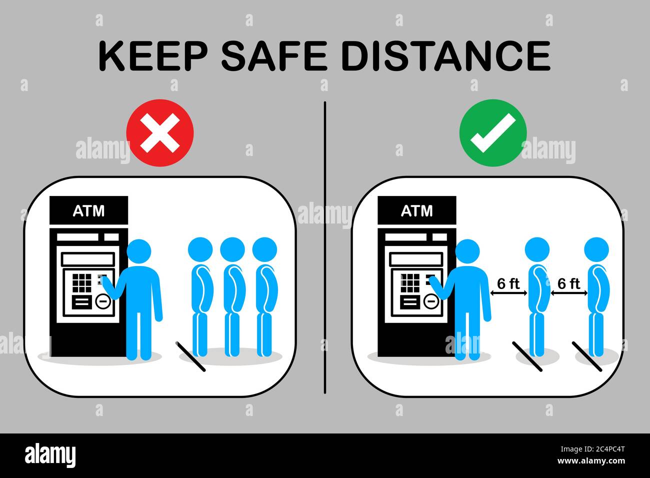 Icon New normal and Social distancing.People keep distance queue and ...