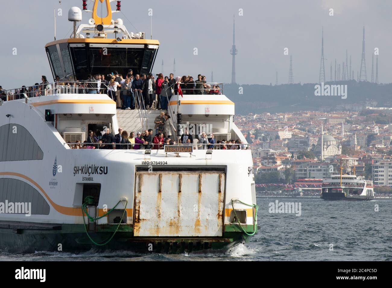 Modern steamer photographed from the front. Photo was taken in sunny ...