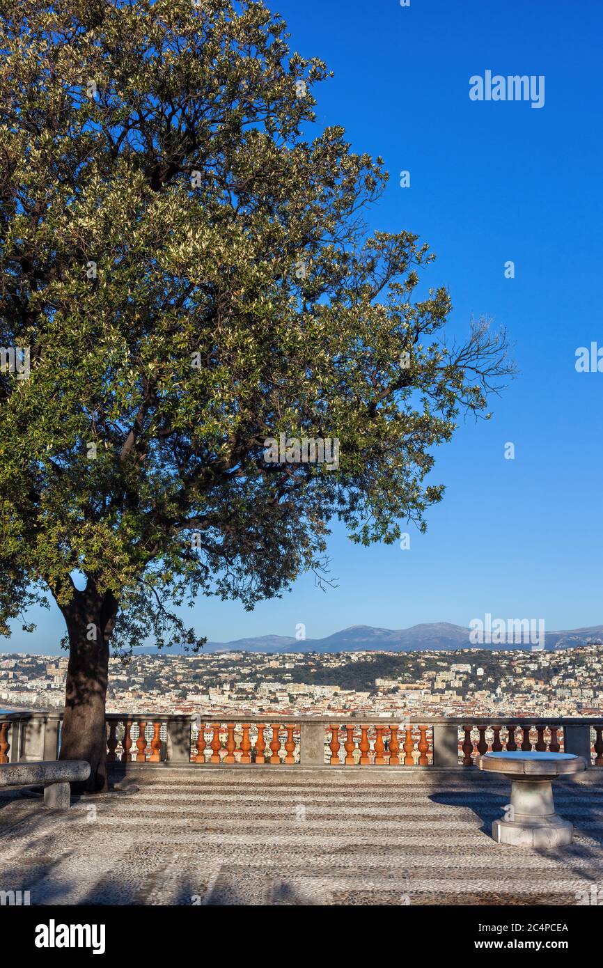 Viewpoint on top of Castle Hill in city of Nice in France, vantage ...