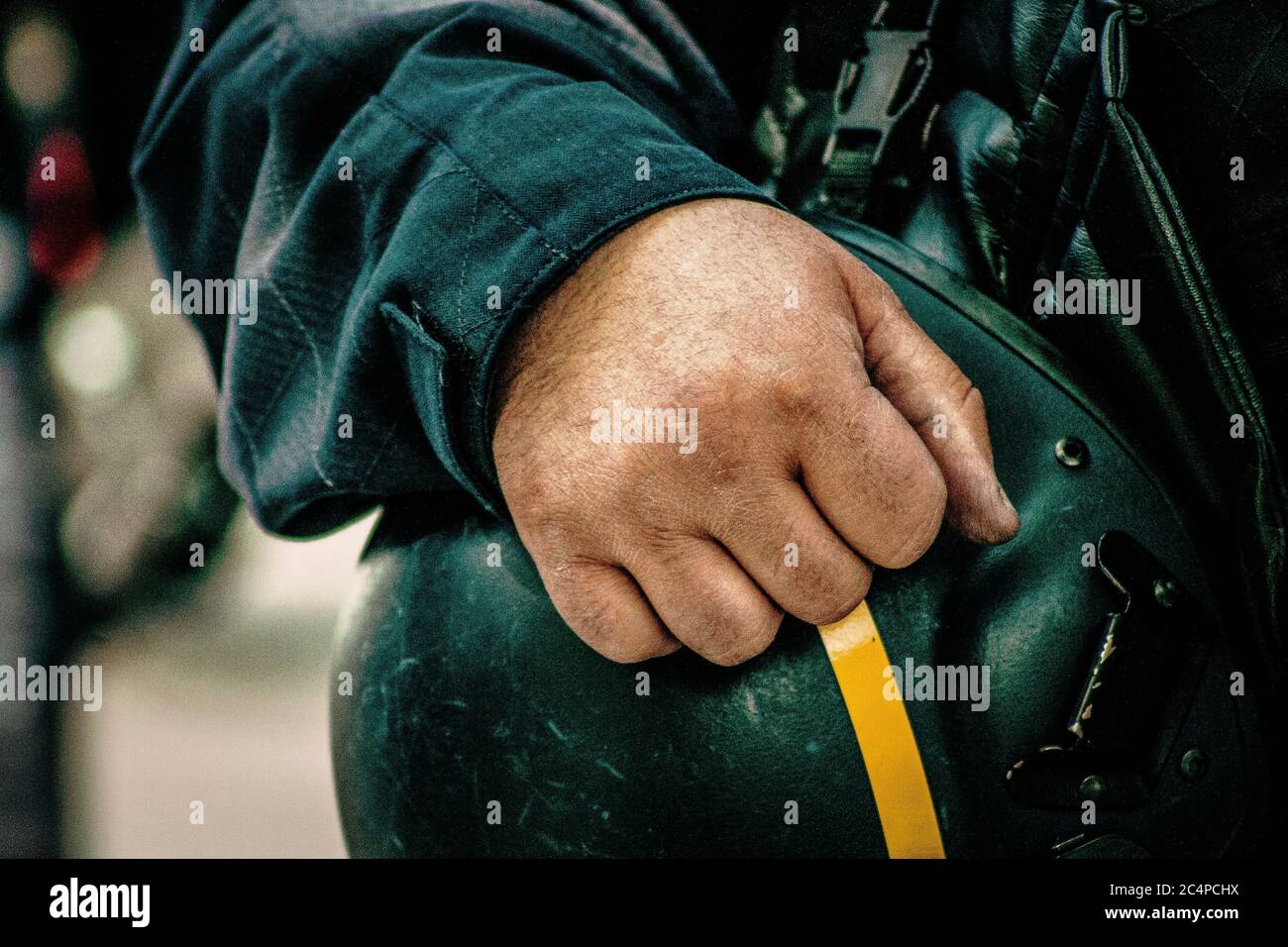 Closeup of the equipment of the special riot force of the French ...