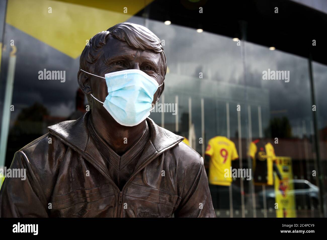 A general view of the Graham Taylor statue outside Vicarage Road ...