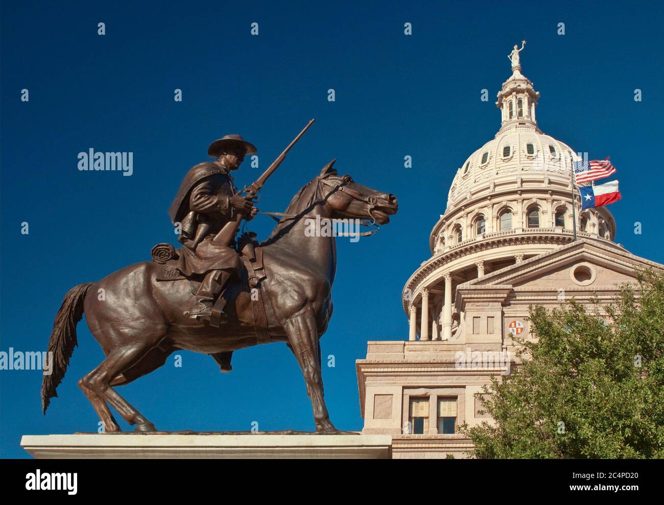 Terrys Texas Rangers monument and State Capitol in Austin, Texas, USA ...