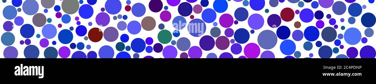 Abstract horizontal banner of circles of different sizes in shades of ...
