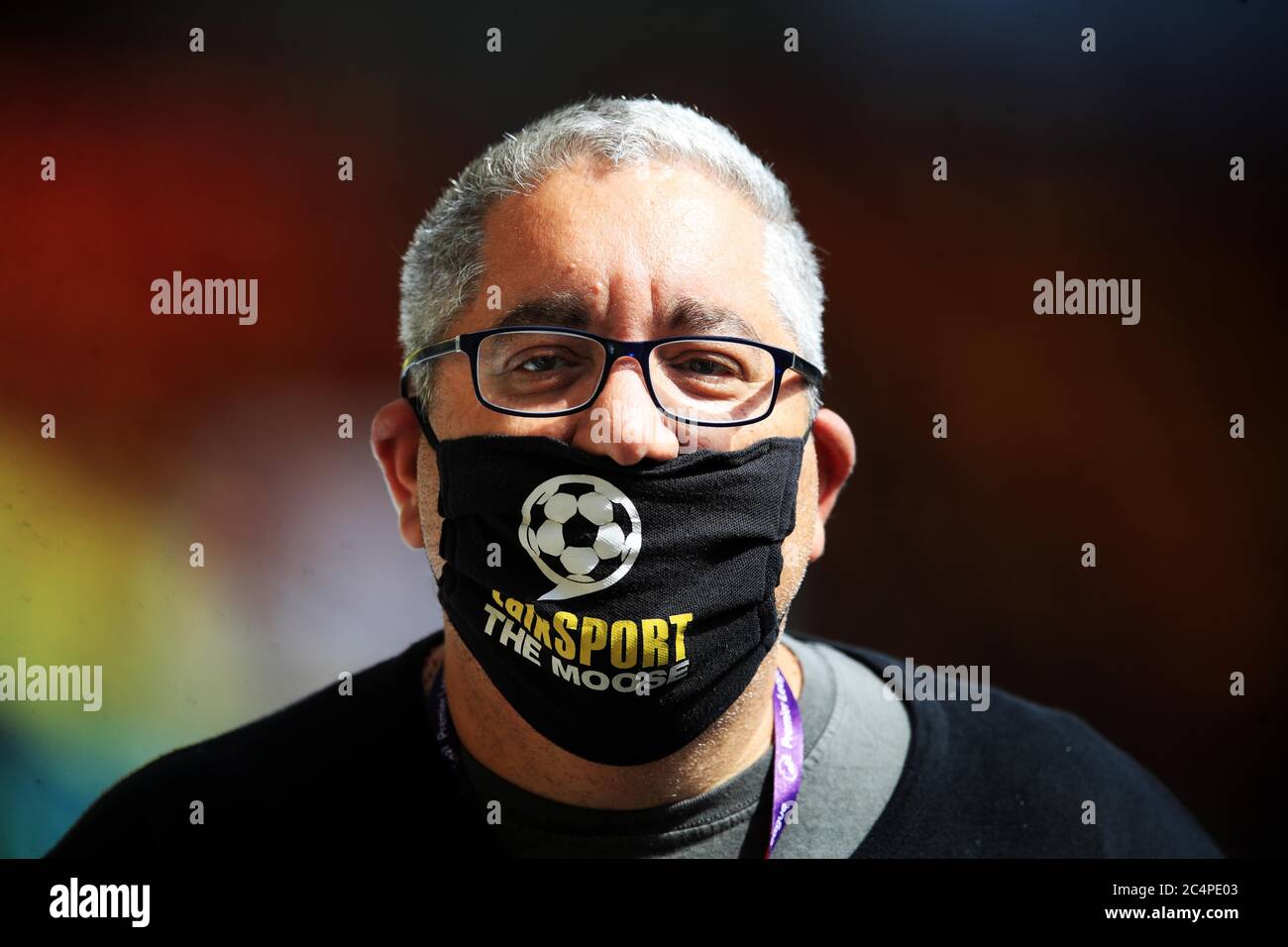 TalkSport reporter Ian Abrahams pitchside before the Premier League ...