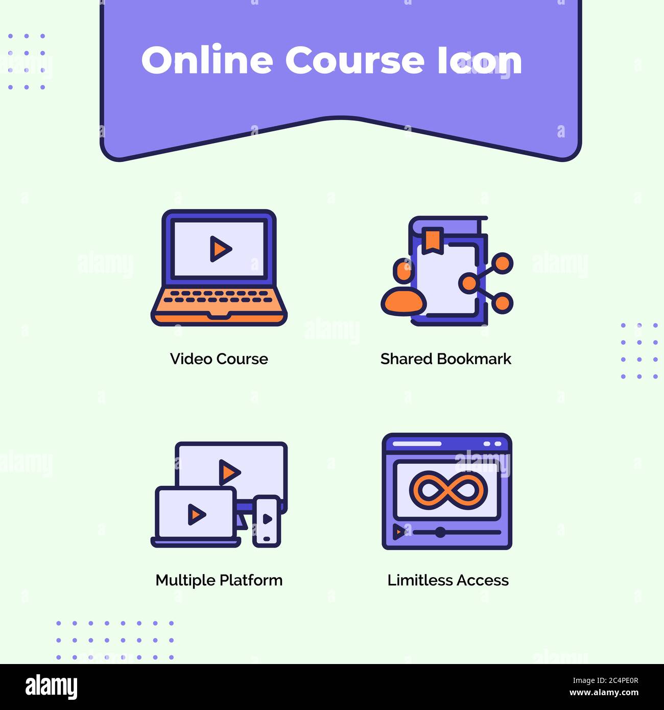 Preview online course icon video course shared bookmark multiple ...