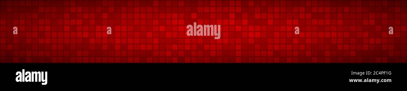 Abstract horizontal banner or background of small squares or pixels in ...