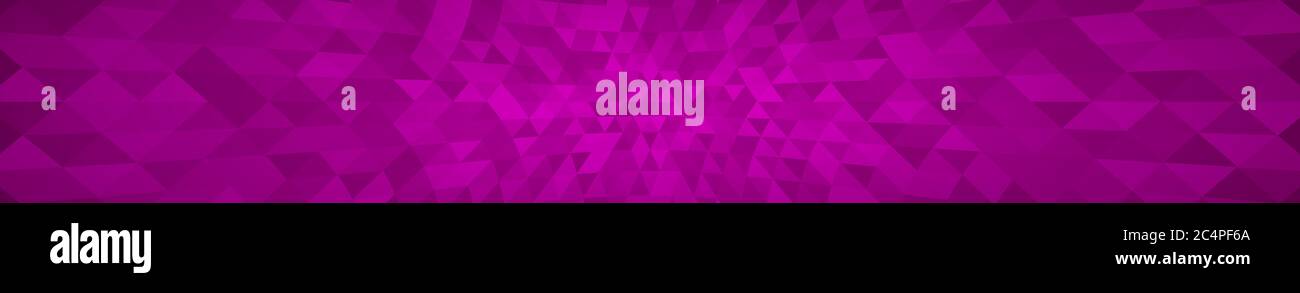 Abstract horizontal banner or background of small triangles in purple ...