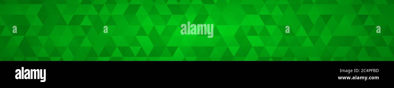 Abstract horizontal banner or background of small triangles in green ...