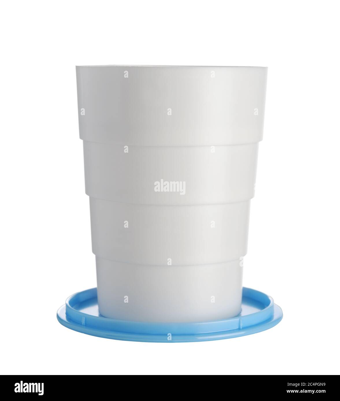 Folding plastic white cup isolated on white. Front wiew Stock Photo - Alamy