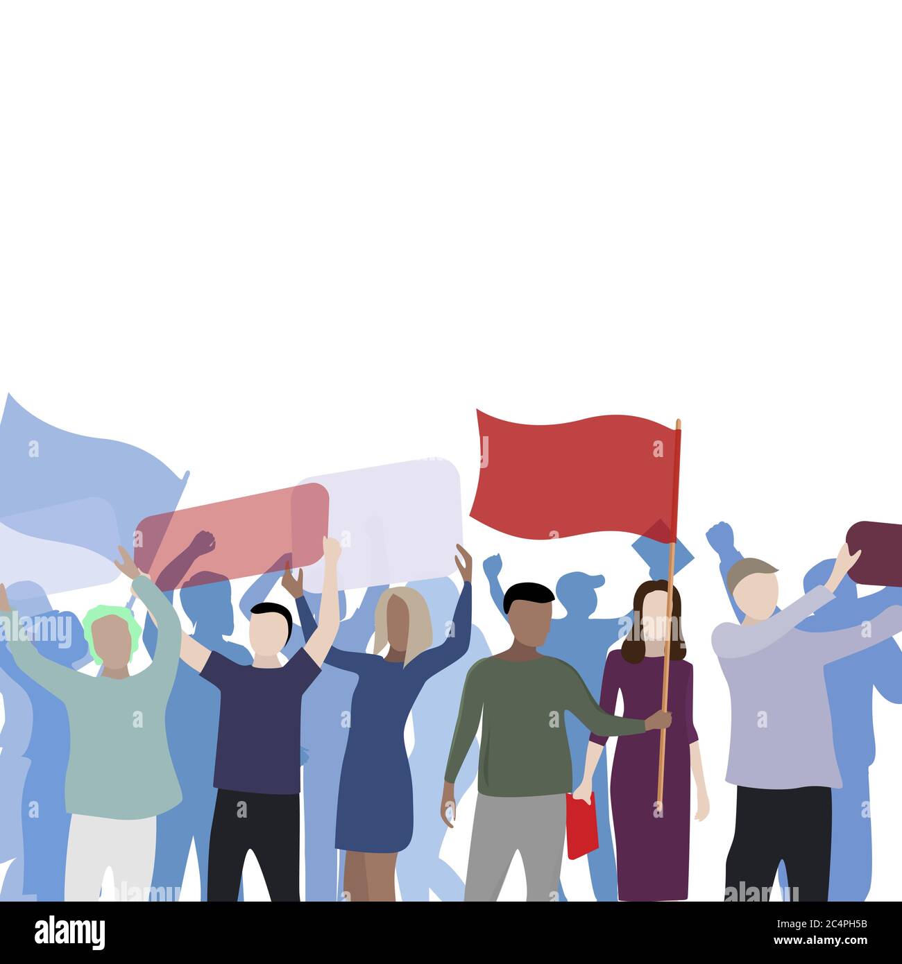 Protesting poster color with crowd, concert and demonstration, crowdy ...