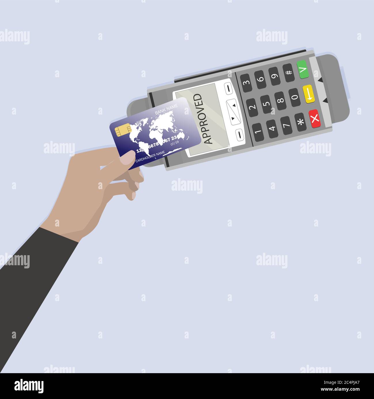 Paying credit card contactless terminal. Vector wireless banking ...