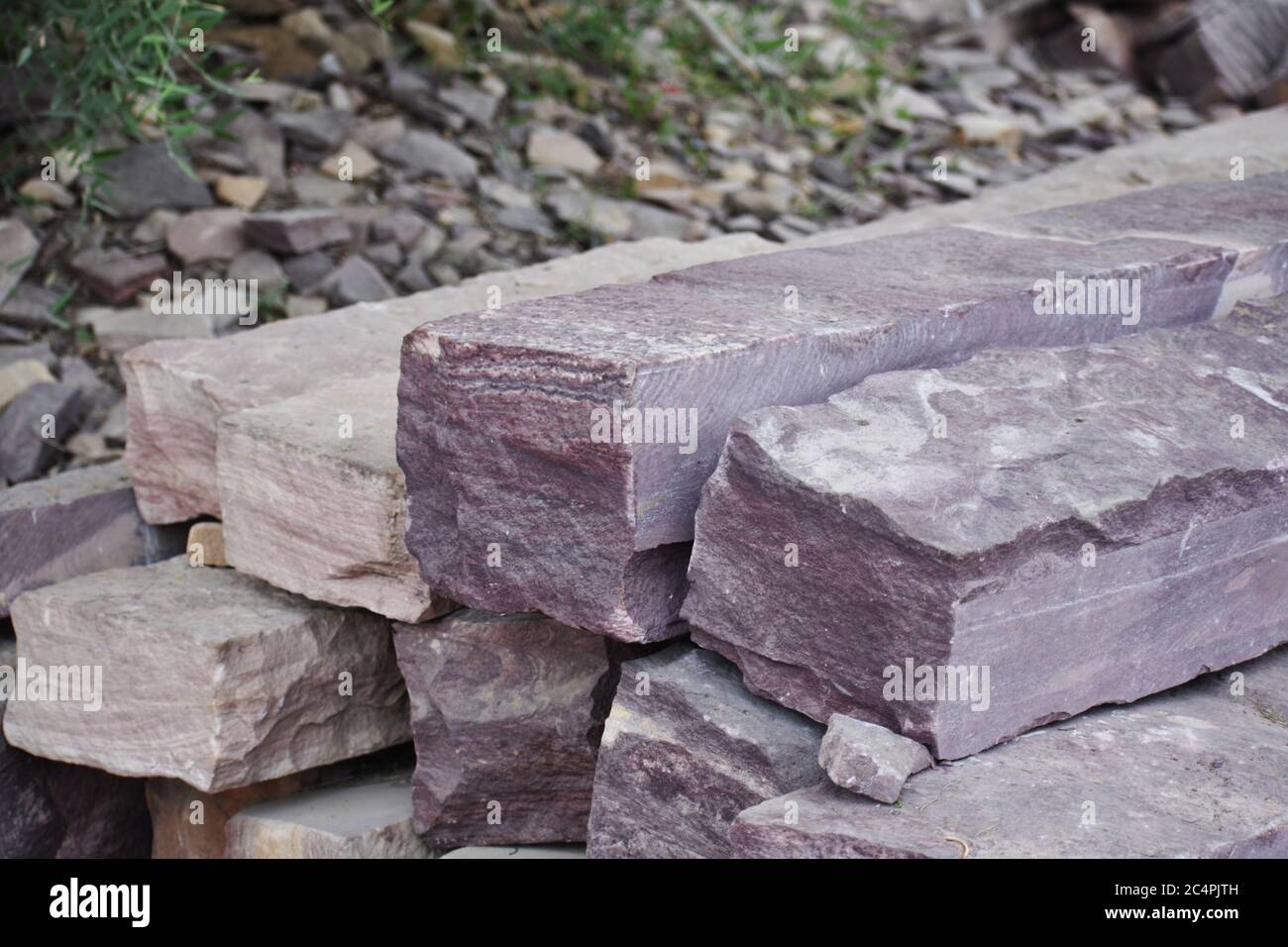 stone cutting factory on the road of jaisalmer Stock Photo - Alamy
