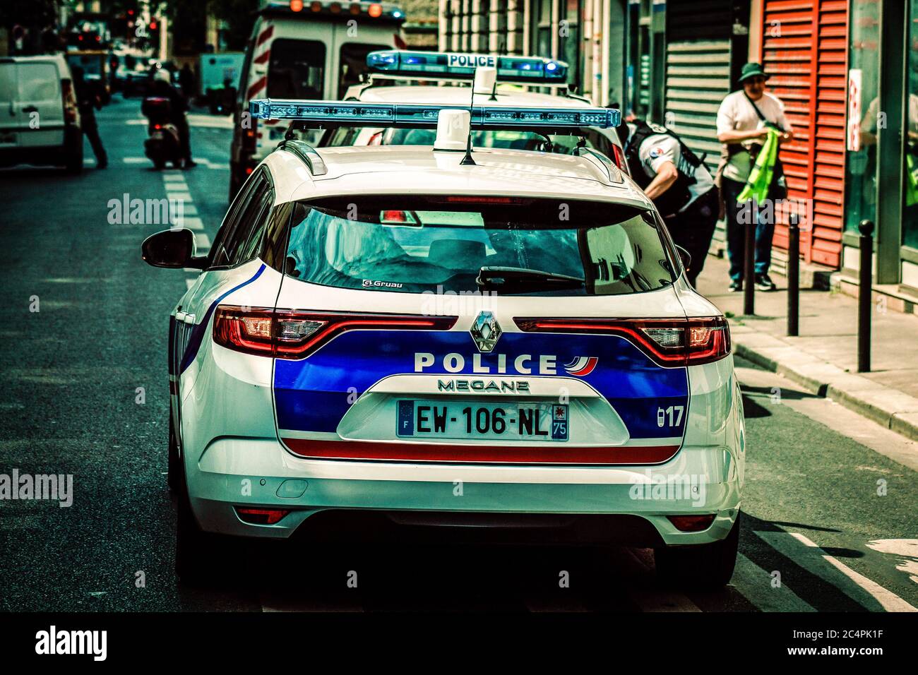 Paris France May 13, 2019 View of police car in the streets of Paris ...