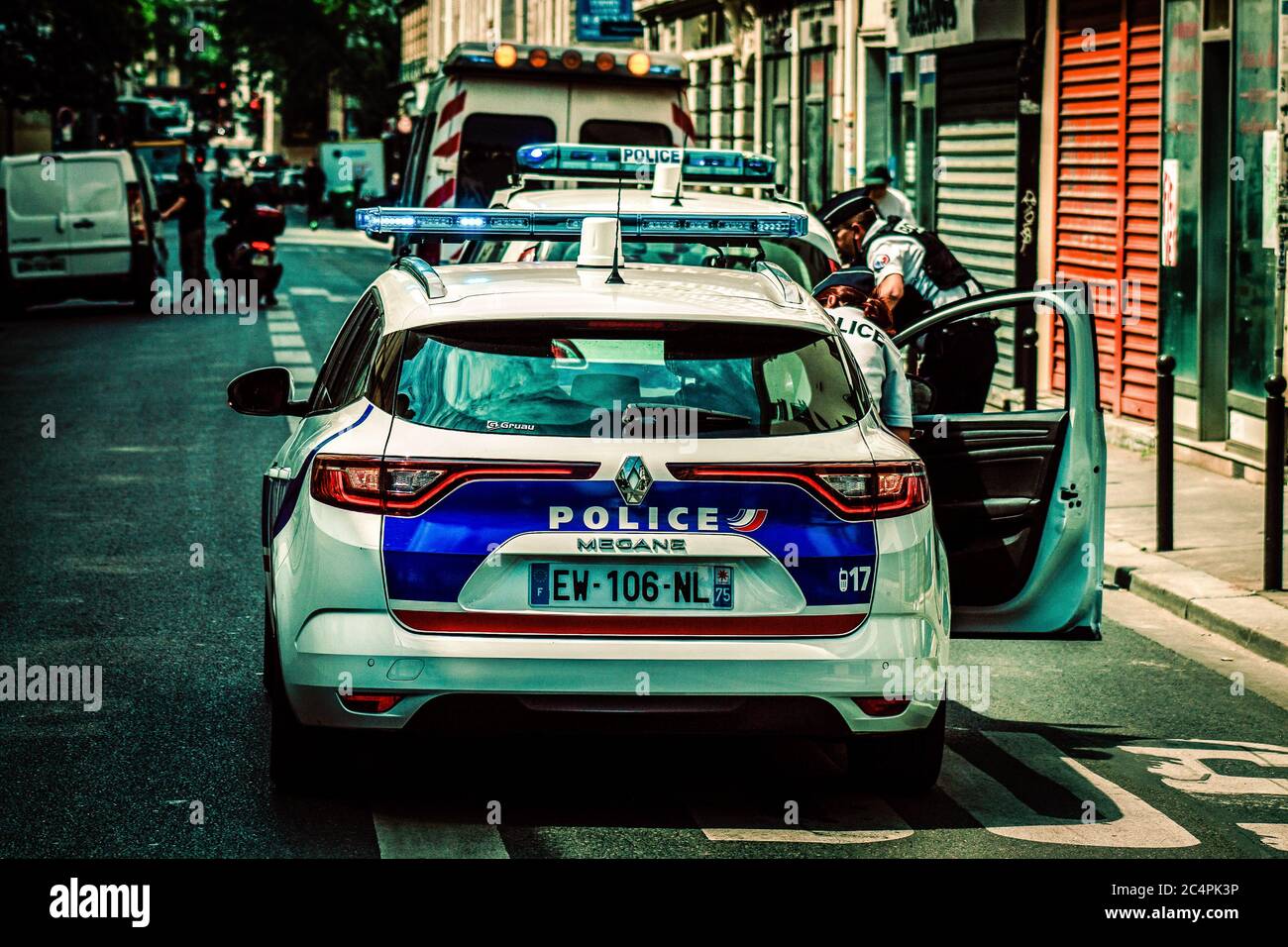Paris France May 13, 2019 View of police car in the streets of Paris ...